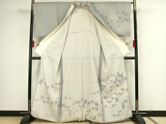 平和屋着物▽訪問着 無双 紗袷 紗×絽 手描き 枝花文