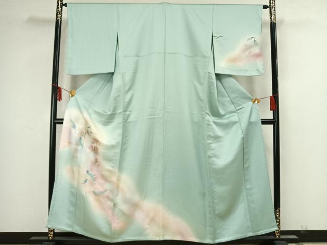 平和屋着物▽訪問着　単衣　草花文　暈し染め　金彩　正絹　逸品　未使用　AAAZ1447fy