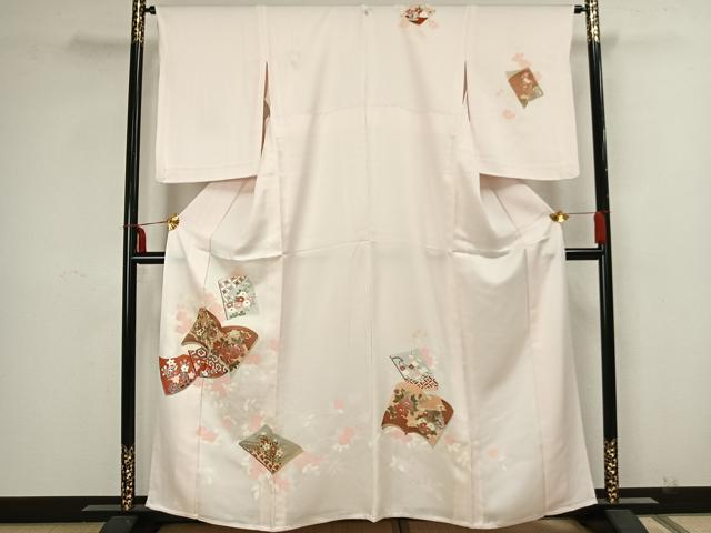 平和屋着物▽訪問着　単衣　花鳥冊子文　正絹　逸品　AAAZ1450fy