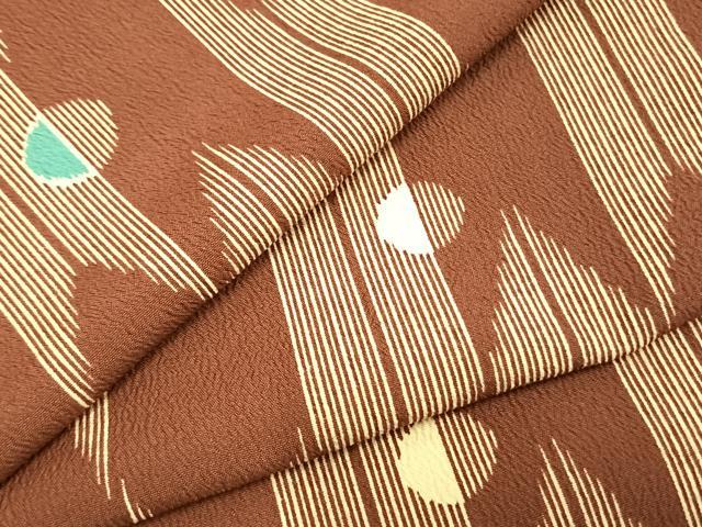 平和屋着物▽小紋　単衣　矢羽丸文　洗える着物　AAAZ1460fy