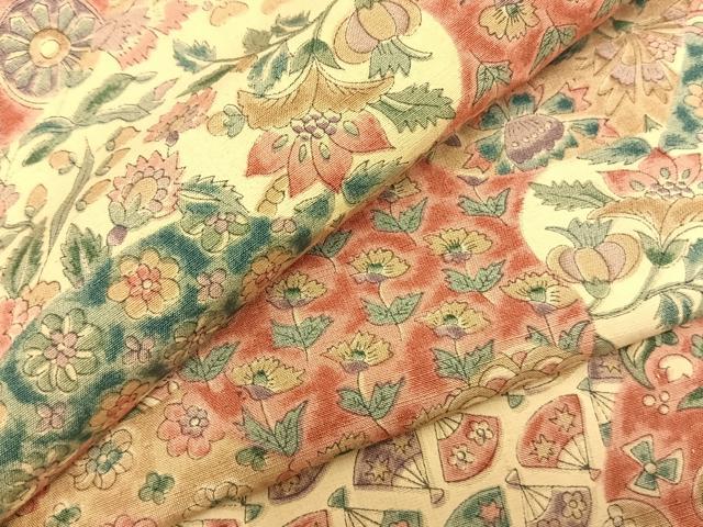 平和屋着物▽上質な小紋　単衣　紬地　切嵌文　正絹　逸品　AAAZ1463fy