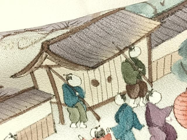 平和屋着物▽訪問着 単衣 手描き 人物風景文 暈し染め 金銀