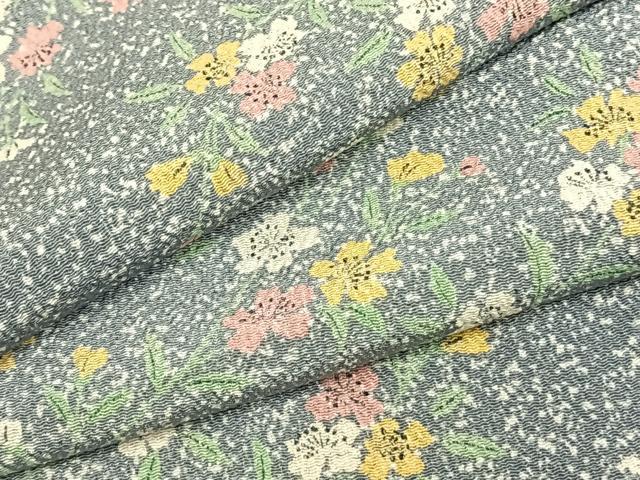 平和屋着物▽上質な小紋　単衣　草花文　正絹　逸品　AAAZ1504fy