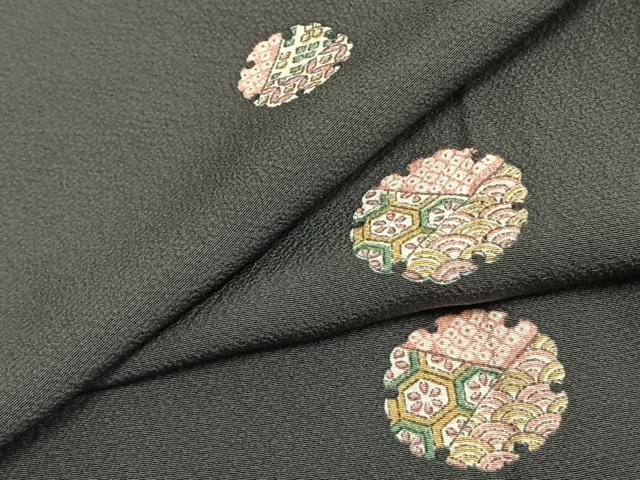 平和屋着物▽上質な小紋　単衣　雪輪文　正絹　逸品　AAAZ1508fy