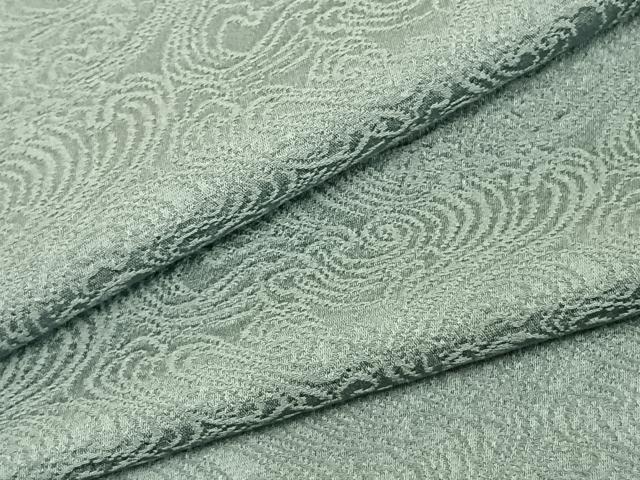 平和屋着物▽上質な色無地　単衣　流水地紋　水浅葱色　正絹　逸品　AAAZ1510fy