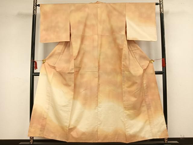 平和屋着物▽訪問着　単衣　紬地　霞文　正絹　逸品　未使用　AAAZ1521fy