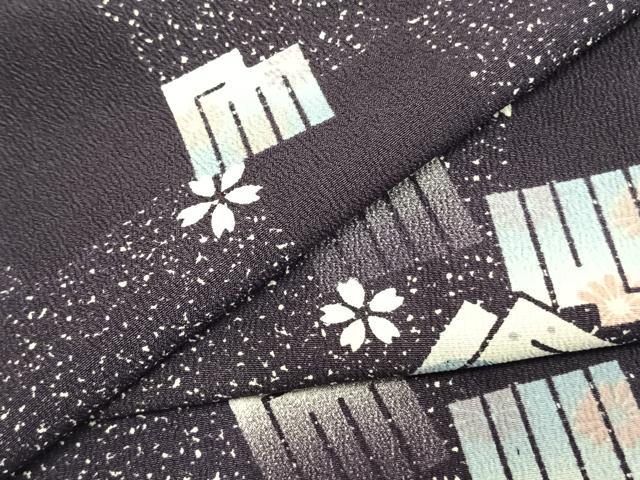 平和屋着物▽小紋　単衣　舞桜文　源氏香　洗える着物　AAAZ1530fy