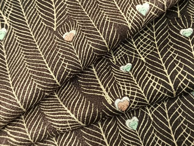 平和屋着物▽小紋　単衣　草花文　洗える着物　AAAZ1536fy