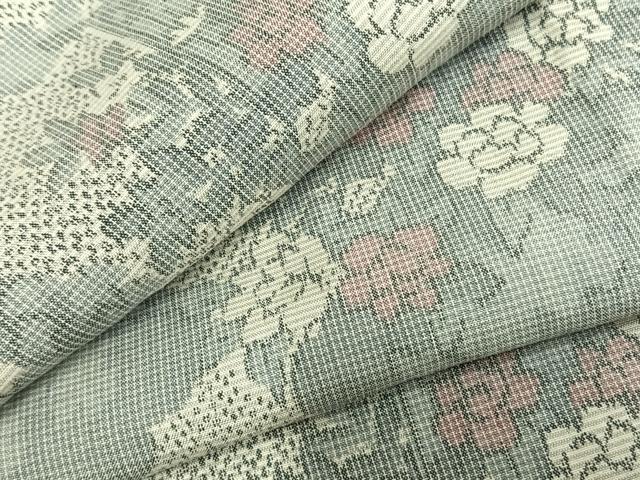 平和屋着物▽上質な小紋　単衣　草花文　正絹　逸品　AAAZ1547fy