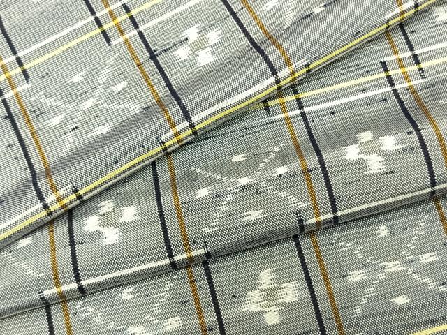 平和屋着物▽上質な紬　単衣　琉球絣文様　正絹　逸品　AAAZ1563fy