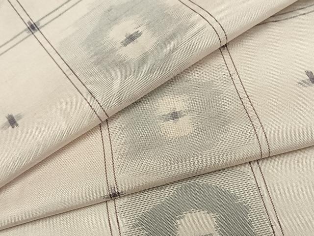 平和屋着物▽上質な紬　単衣　色紙亀甲文様　正絹　逸品　AAAZ1586fy