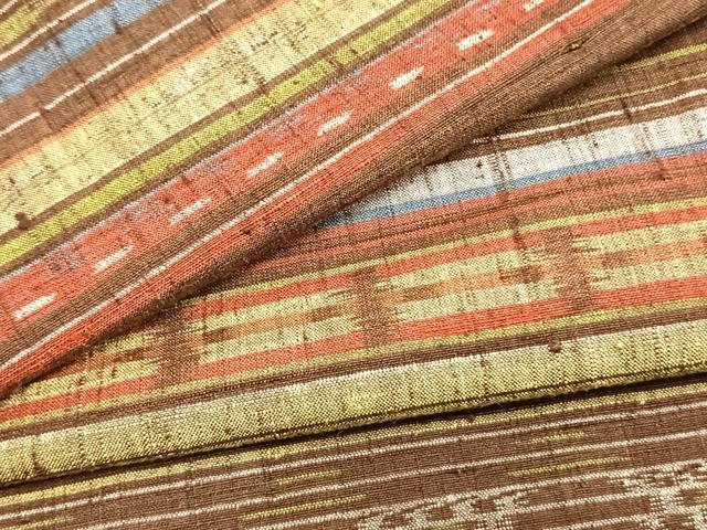 平和屋着物▽上質な紬　単衣　横段文　正絹　逸品　AAAZ1587fy