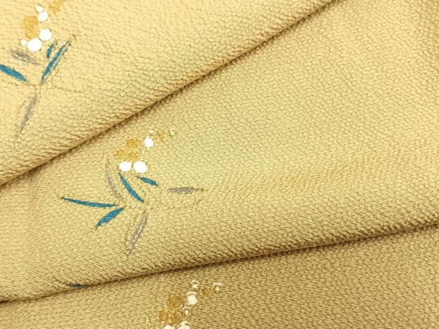 平和屋着物▽上質な小紋　単衣　草花文　金彩　正絹　逸品　AAAZ1592fy