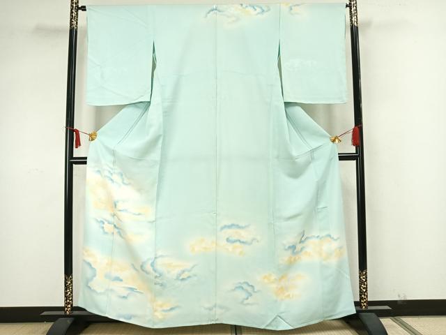 平和屋着物▽訪問着　単衣　雲取り草花文　正絹　逸品　AAAZ1616fy