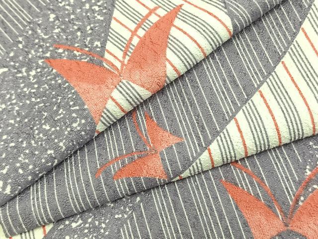 平和屋着物▽小紋　単衣　舞蝶文　洗える着物　AAAZ1636fy