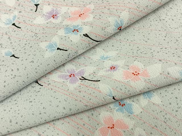 平和屋着物▽小紋　単衣　舞花文　洗える着物　AAAZ1637fy