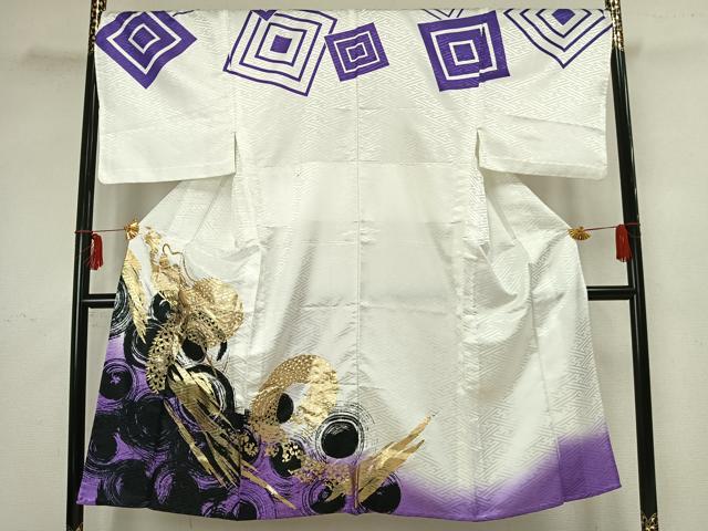 平和屋着物▽男性　訪問着　単衣　龍　金彩　洗える着物　AAAZ1644fy