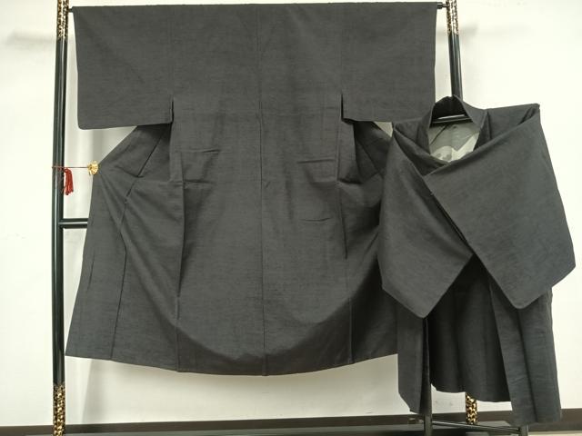 平和屋着物▽男性　紬　単衣　アンサンブル　仙斎茶色　正絹　逸品　AAAZ1647fy