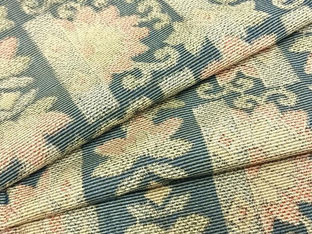 平和屋着物▽上質な紬　単衣　草花文　正絹　逸品　AAAZ1653fy