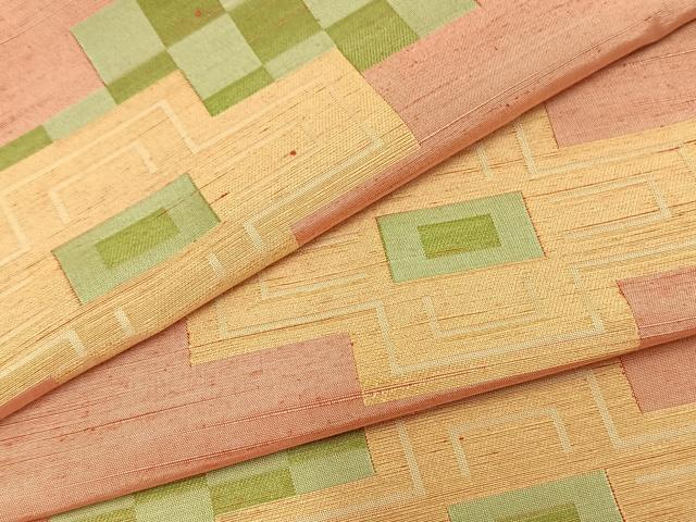 平和屋着物▽上質な紬 　単衣　幾何学文 　正絹　逸品　未使用　AAAZ1657fy