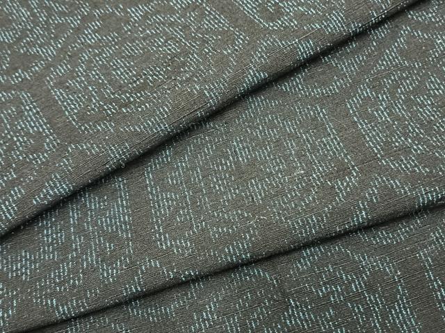 平和屋着物▽上質な紬　単衣　亀甲文様　正絹　逸品　AAAZ1664fy