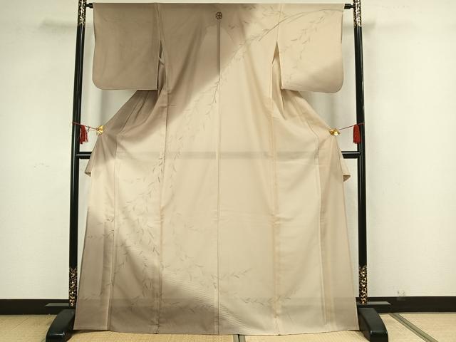 平和屋着物▽訪問着　無双　紗袷　紗×紗　手描き　草花文　銀彩　正絹　逸品　AAAZ1671fy