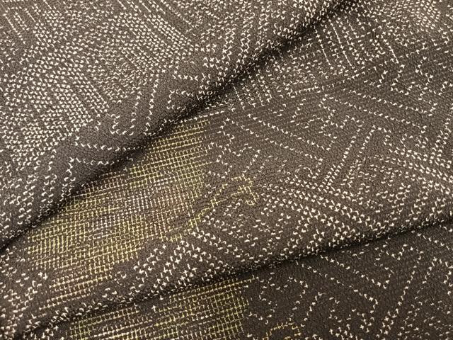 平和屋着物▽本塩沢　単衣　舞葉横段文　正絹　逸品　AAAZ1674fy