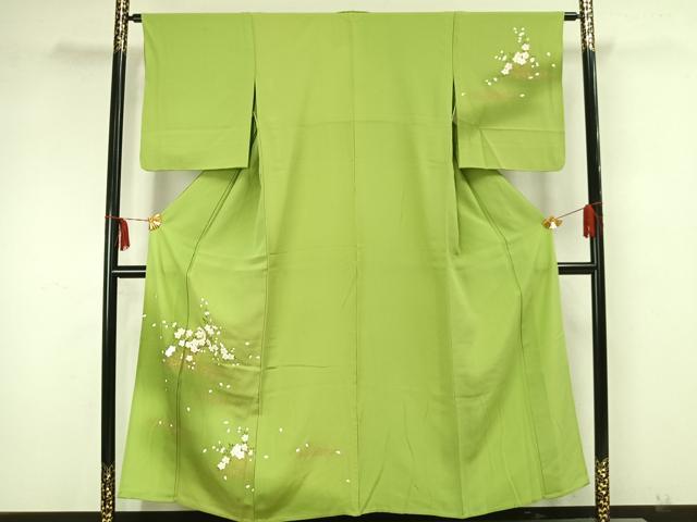 平和屋着物▽訪問着　単衣　枝花文　暈し染め　金彩　正絹　逸品　AAAZ1687fy