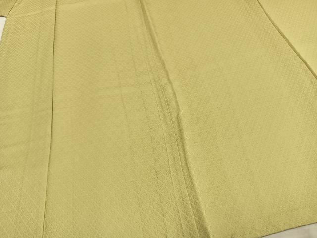 平和屋着物▽上質な色無地 単衣 吉祥地紋 枯草色 正絹 逸品