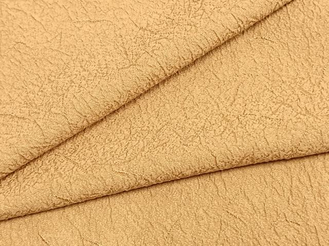 平和屋着物▽上質な色無地　単衣　紋意匠　萱草色　正絹　逸品　AAAZ1707fy