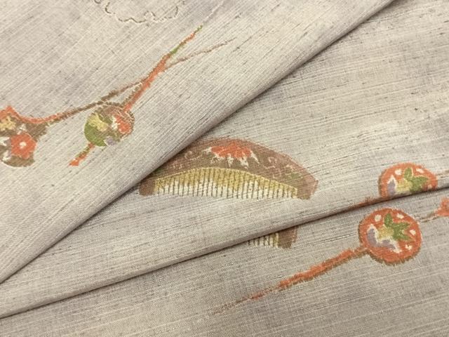 平和屋着物▽上質な紬　単衣　櫛　簪　正絹　逸品　AAAZ1725fy