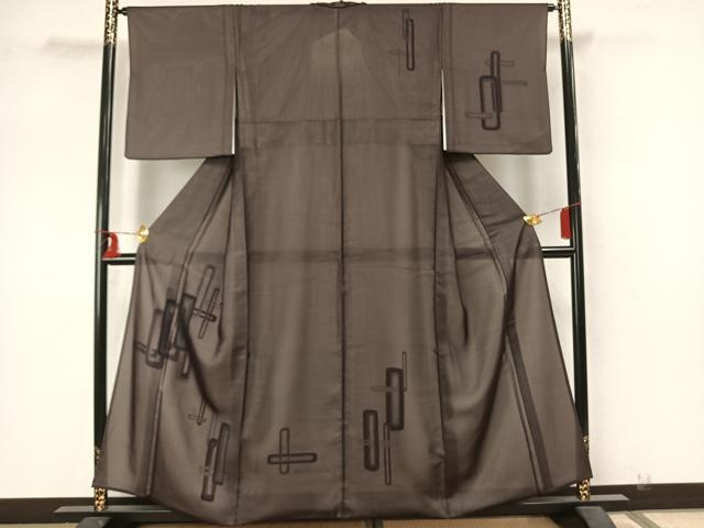 平和屋着物▽訪問着　無双　紗袷　紗×絽　幾何学文　正絹　逸品　AAAZ1738fy