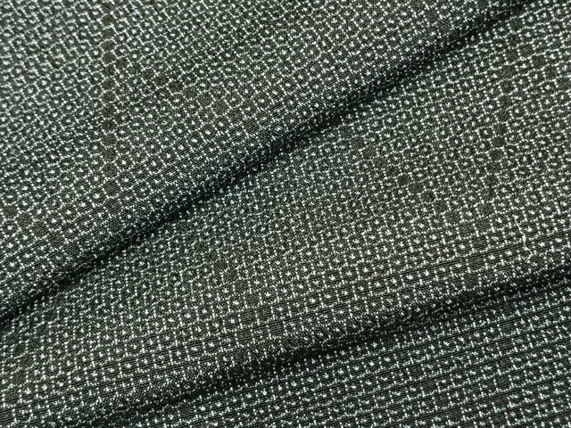 平和屋着物▽本塩沢　単衣　110亀甲　網代文様　正絹　逸品　AAAZ1753fy