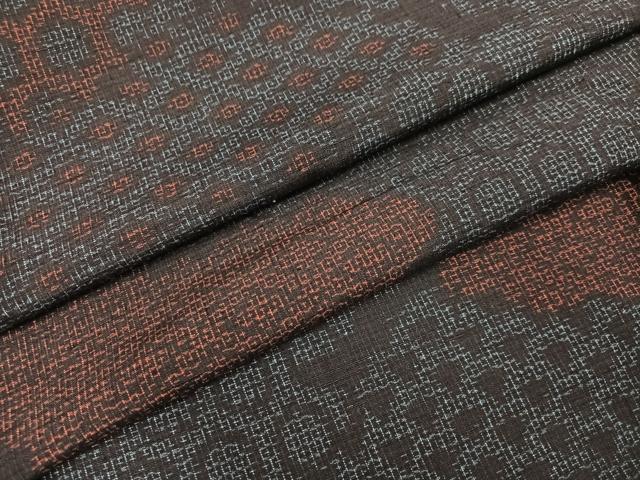 平和屋着物●結城紬　80亀甲　吉祥文　正絹　逸品　AAAZ1763ph