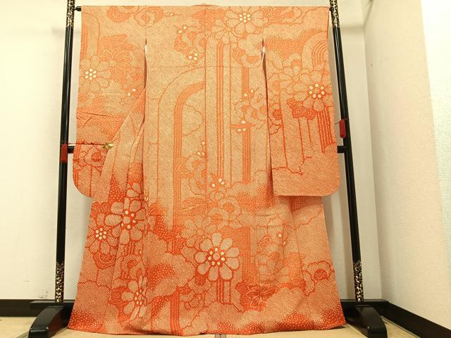 平和屋着物●豪華振袖　絞り　草花文　正絹　逸品　AAAZ1768ph