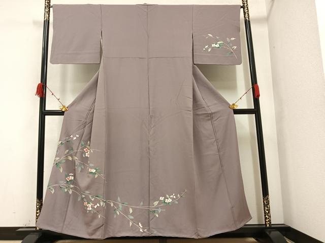 平和屋着物●訪問着　手描き　枝花文　正絹　逸品　AAAZ1778ph