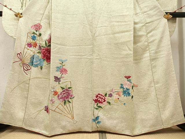 平和屋着物○豪華振袖 駒刺繍 絞り 扇面花文 金銀糸 正絹 逸品