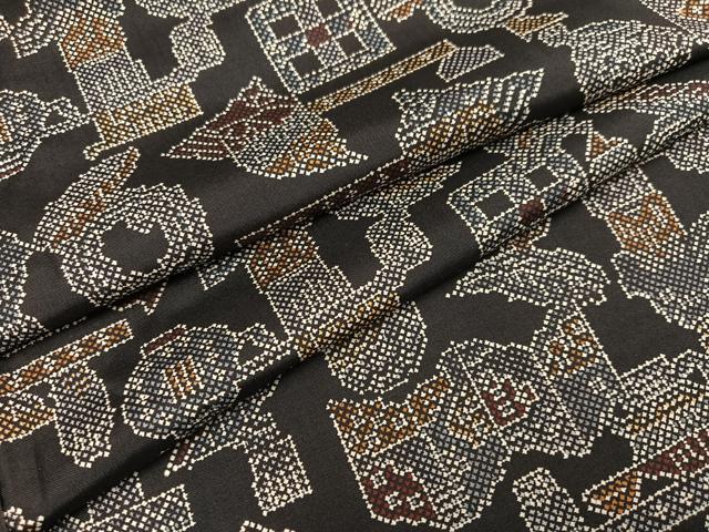 平和屋着物●本場染大島紬　器物文　正絹　逸品　AAAZ1810ph