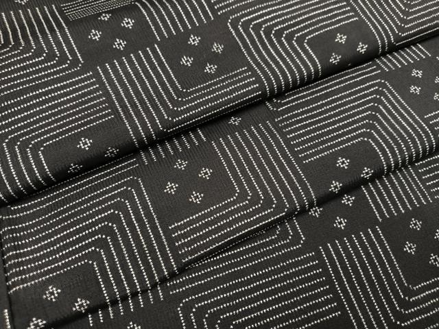 平和屋着物●本場大島紬　一元絣　幾何学文様　そごう百貨店扱い　正絹　逸品　AAAZ1812ph