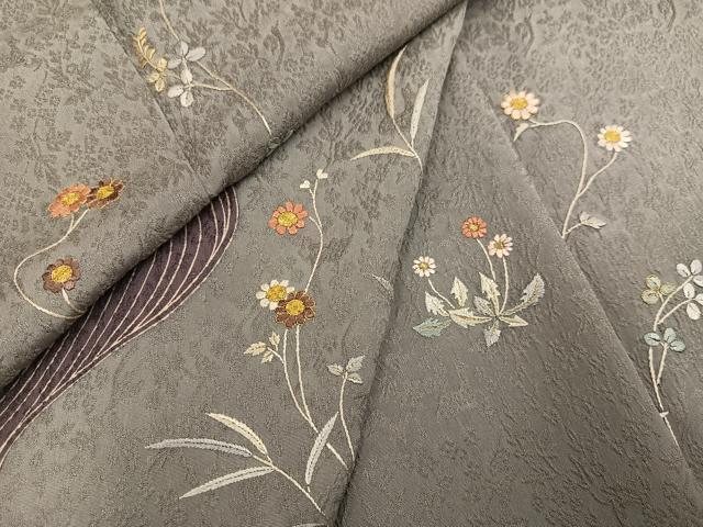 平和屋着物●訪問着　刺繍　立波草花文　金糸　正絹　逸品　AAAZ1814ph