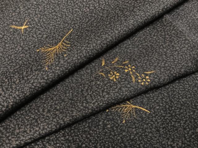 平和屋着物●上質な小紋　手描き　天目暈し　飛鳥草花文　金彩　正絹　逸品　未使用　AAAZ1816ph