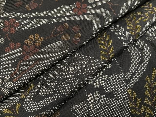 平和屋着物●本場大島紬　一元絣　吉祥草花文　正絹　逸品　AAAZ1828ph