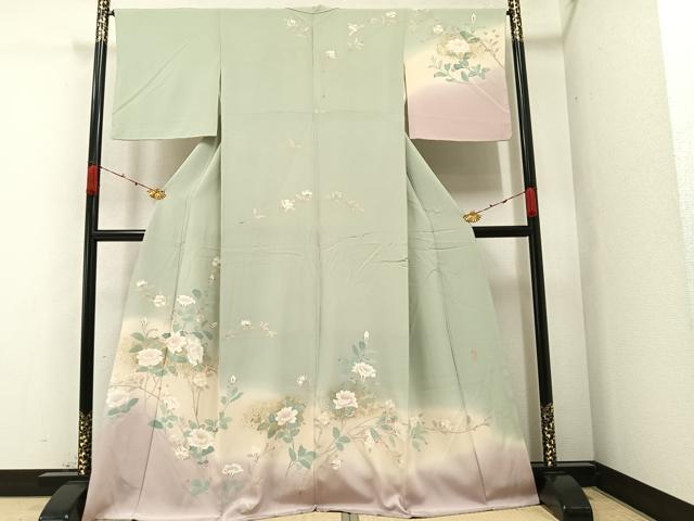 平和屋着物●訪問着　作家物　枝花文　暈し染め　金彩　正絹　逸品　AAAZ1929ph