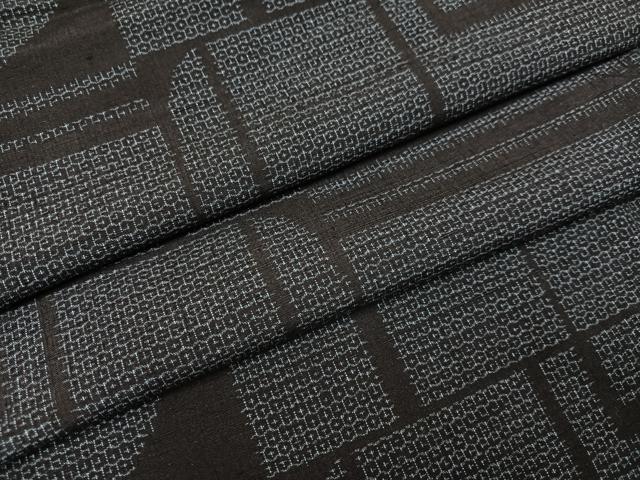 平和屋着物●結城紬　80亀甲　幾何学文様　正絹　逸品　AAAZ1956ph