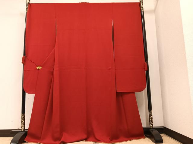 平和屋着物●豪華振袖　色無地　茜色　正絹　逸品　AAAZ1994ph