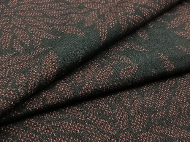 平和屋着物▽結城紬　単衣　花尽くし　正絹　逸品　AAAZ2326jh