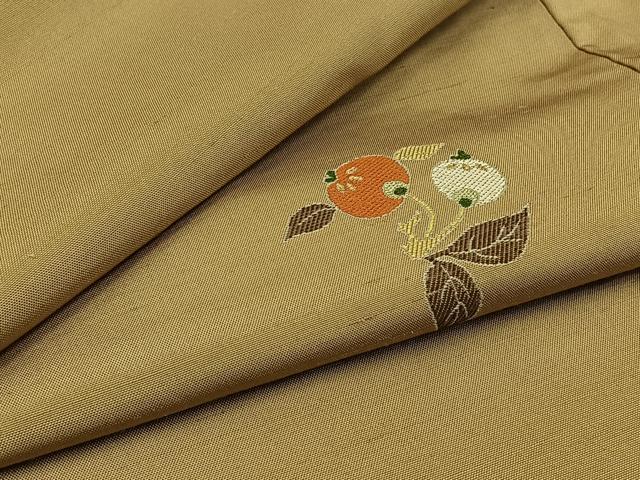 平和屋着物▽京の名門・菱屋六右ェ門　紬　単衣　橘文　金糸　正絹　逸品　AAAZ2348jh