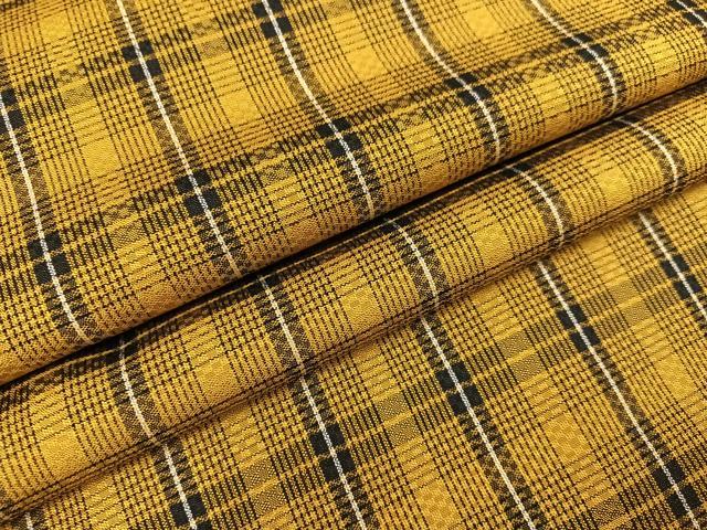 平和屋着物●黄八丈　紬　市松綾織　格子　正絹　逸品　AAAZ2390ph