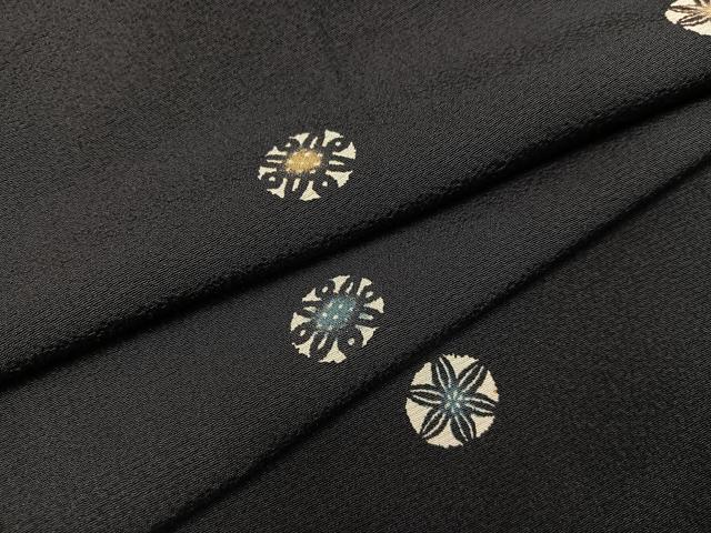 平和屋着物●上質な小紋　型染め　花丸文　正絹　逸品　AAAZ2407ph