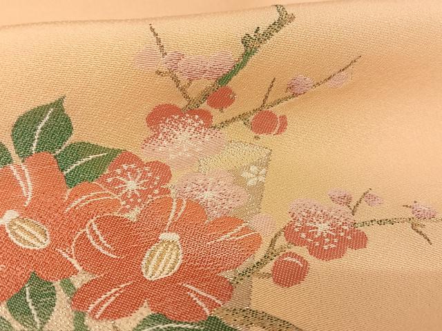 平和屋着物●本加賀友禅作家　梶山伸　紬　舞花文　正絹　逸品　AAAX0355np 平和屋着物○本加賀友禅作家 梶山伸 紬 舞花文 正絹 逸品 AAAX0355np